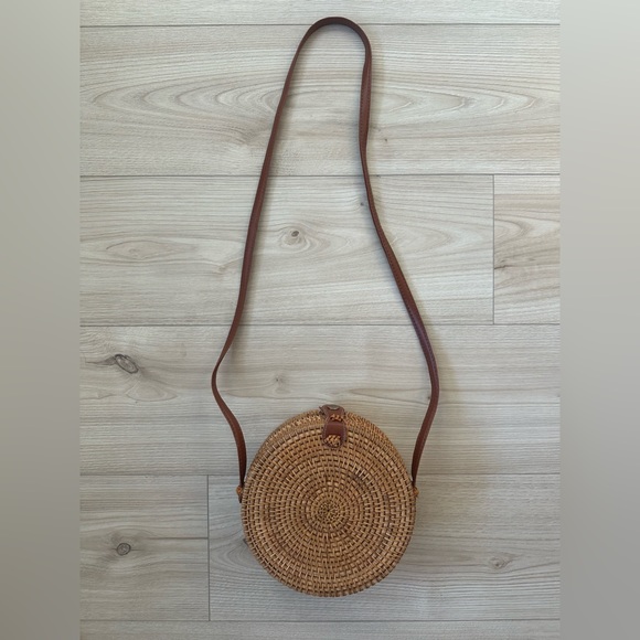 Bags | Handwoven Round Rattan Boho Crossbody | Poshmark